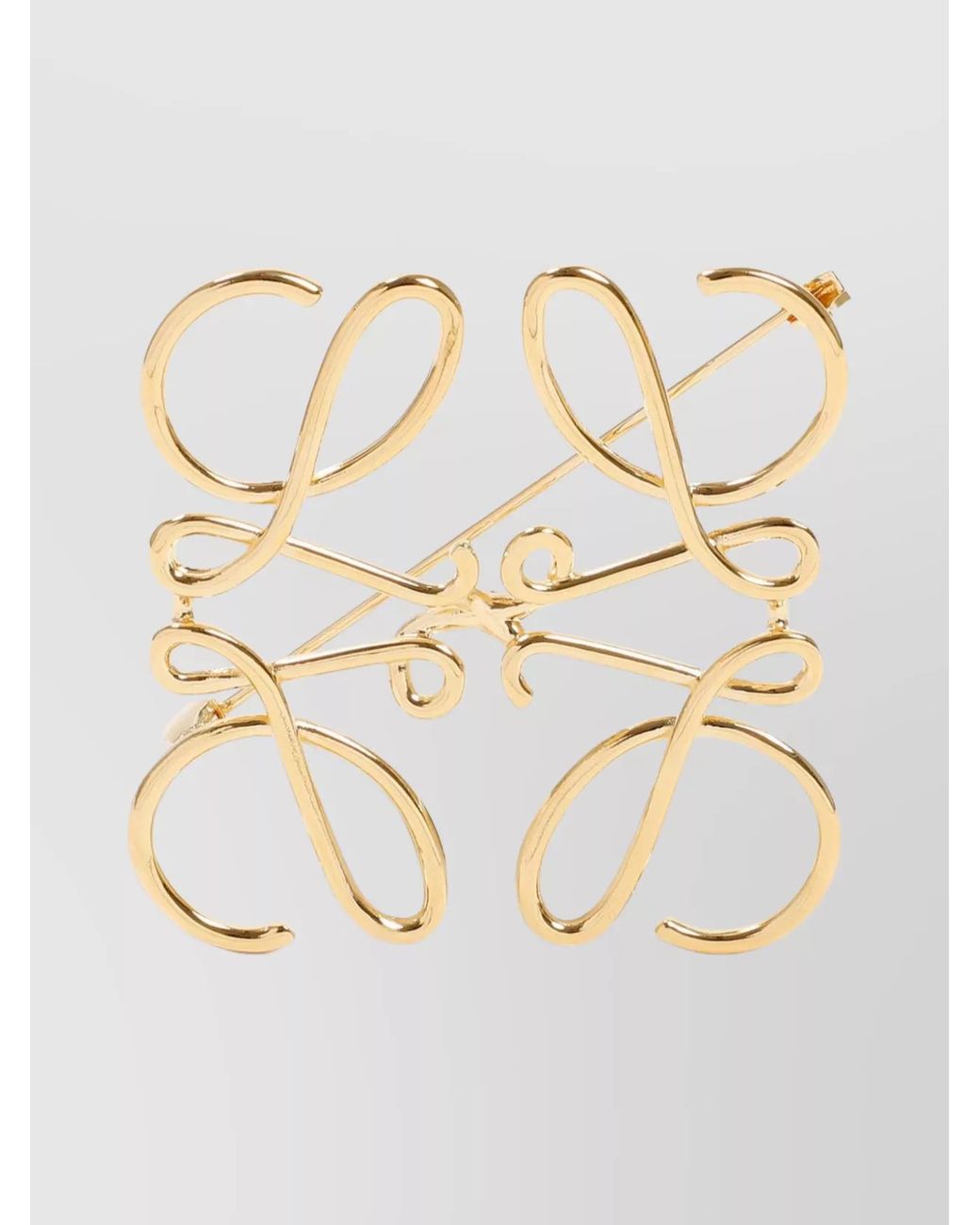 Loewe Brass Anagram Brooch in White | Lyst UK