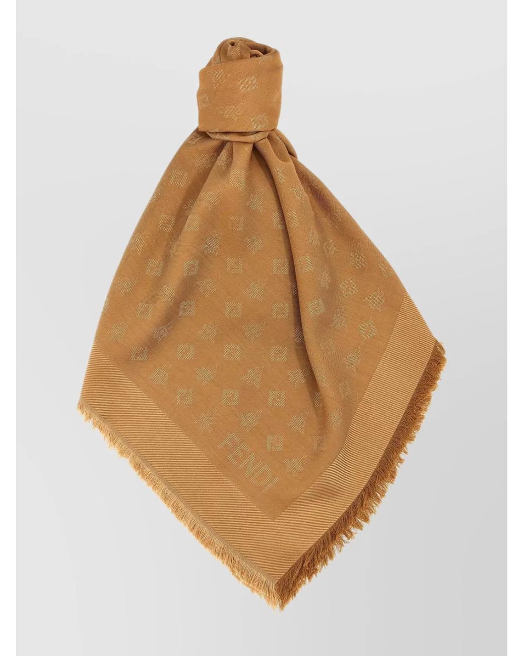 Fendi Monogram Square Shawl Fringed Edges in Natural | Lyst