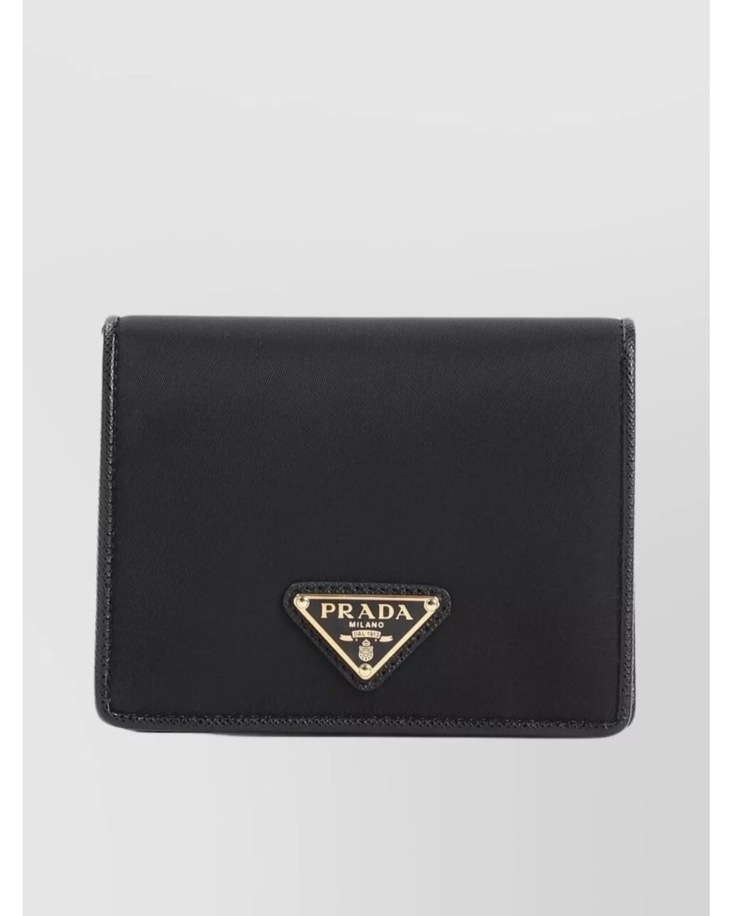 Prada Triangle Logo Flap Wallet in Black | Lyst