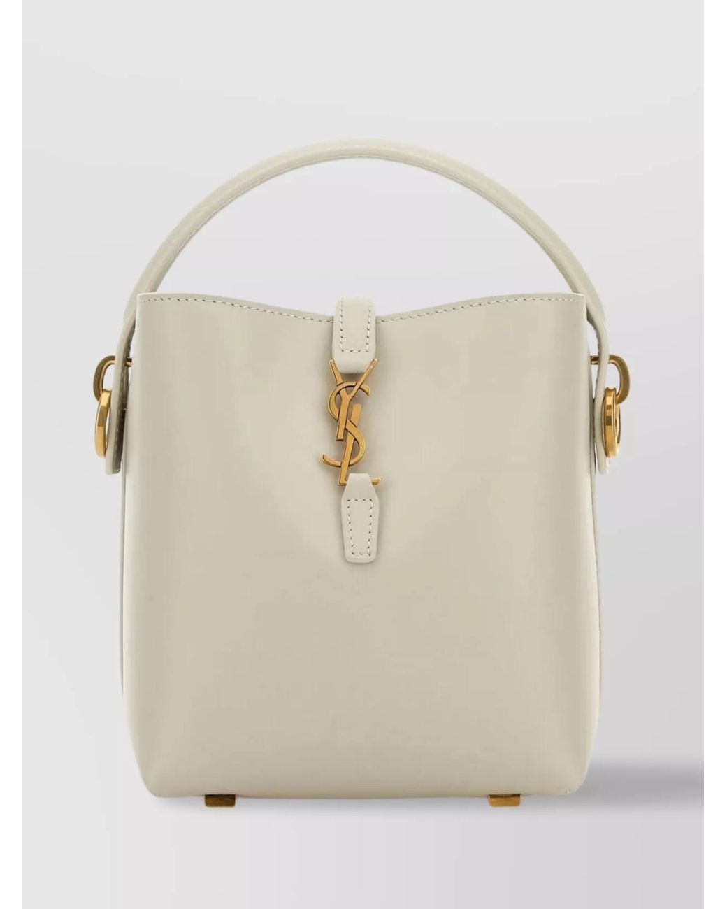 Saint Laurent Mini Structured Bucket Bag With Top Handle in Natural | Lyst