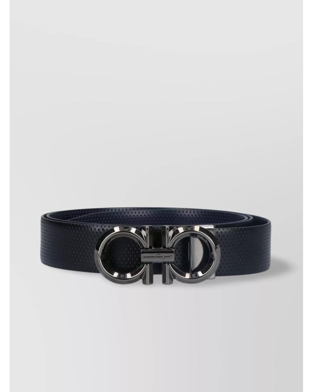 Ferragamo Adjustable Perforated Leather Belts in Black for Men | Lyst