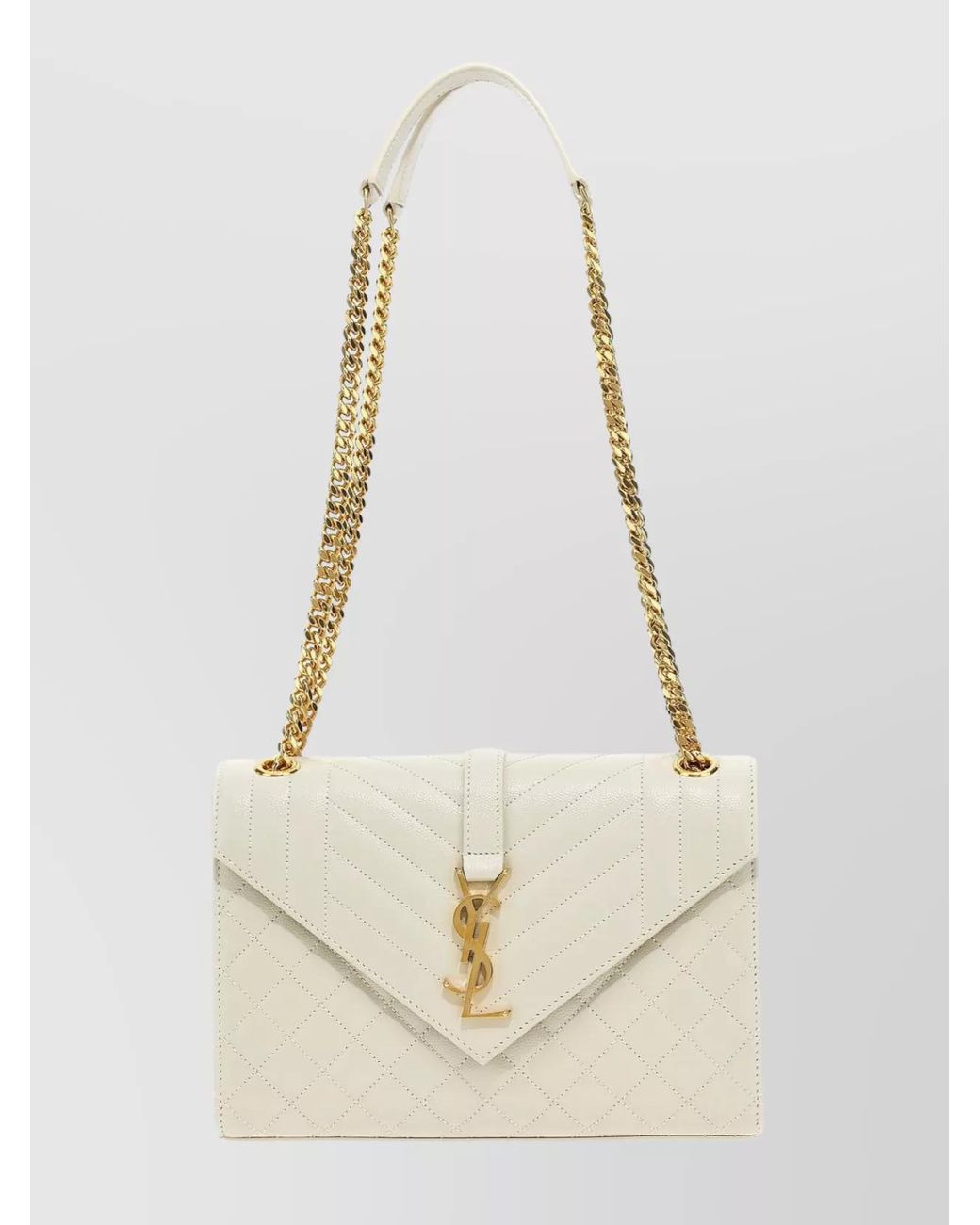 Saint Laurent Medium Quilted Envelope Shoulder Bag in White | Lyst
