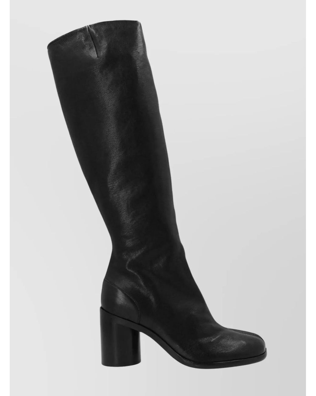 Maison Margiela Chunky Heel Knee-High Round Toe Boots in Black | Lyst