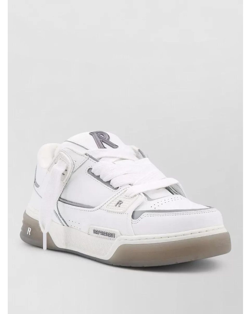Represent Leather Sneakers With Perforated Design And Profiles in White ...