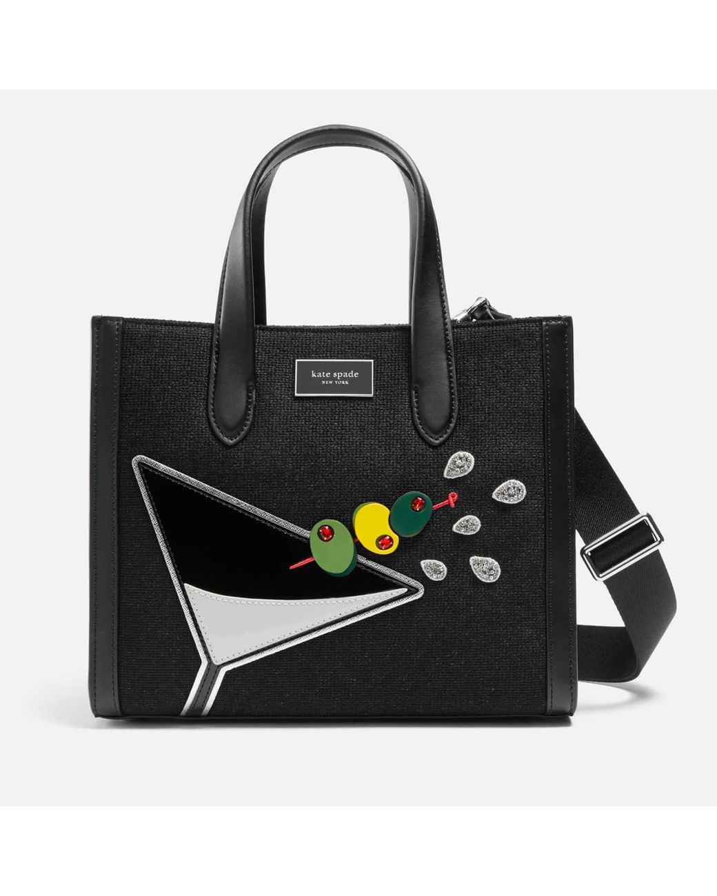 Kate Spade Manhattan Martini Chenille Tote Bag in Black | Lyst UK