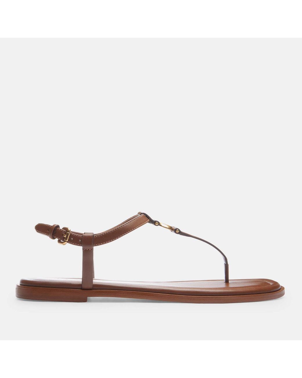 COACH Jessica Saddle Leather Toe Post Sandals in Brown | Lyst