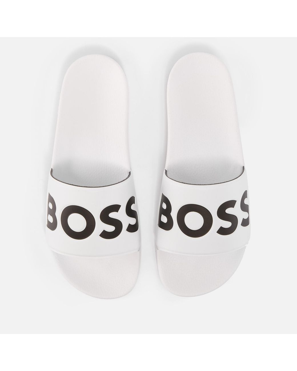 BOSS Aryeh Rubber Sliders in White for Men | Lyst