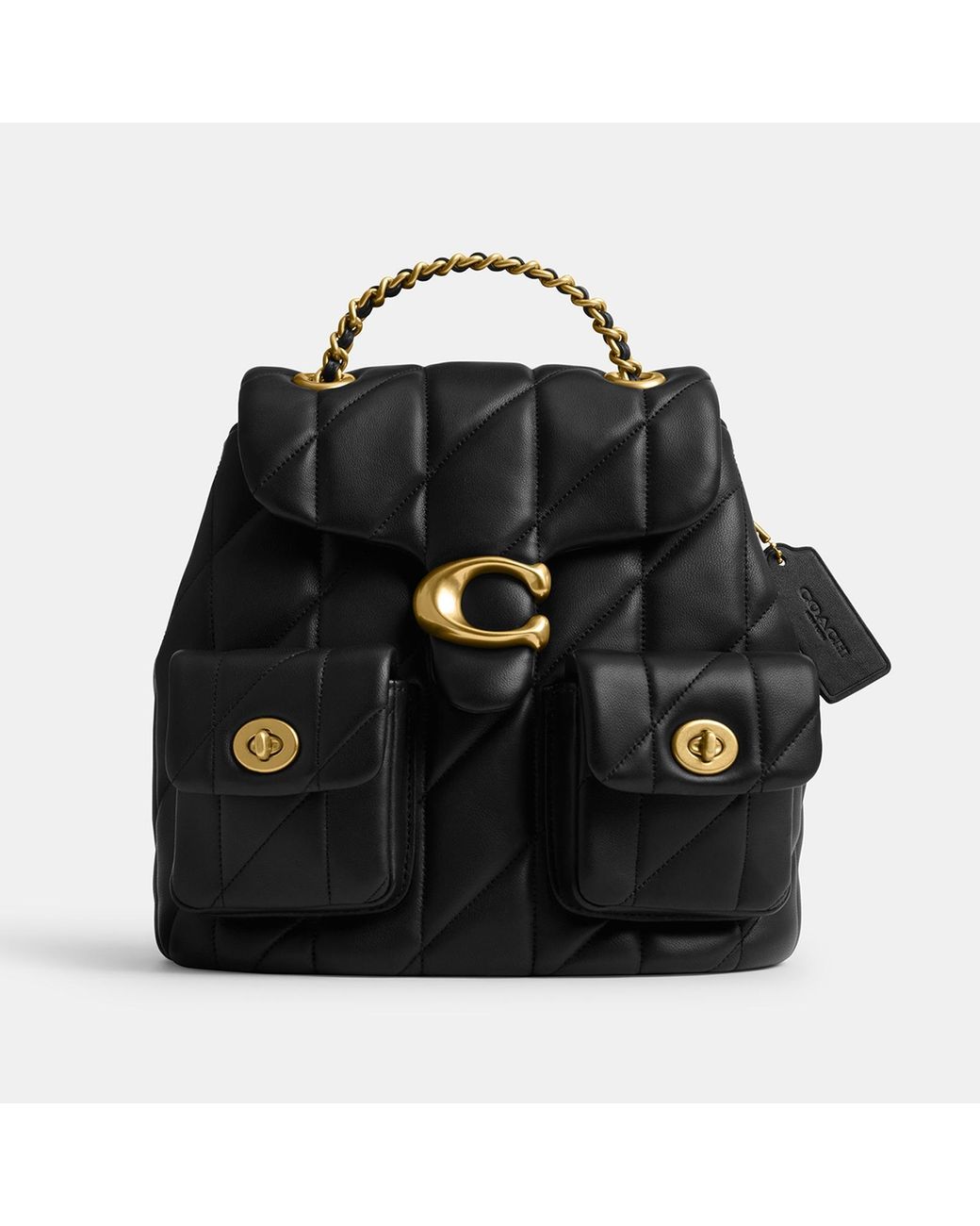 COACH Quilted Tabby Leather Backpack in Black | Lyst