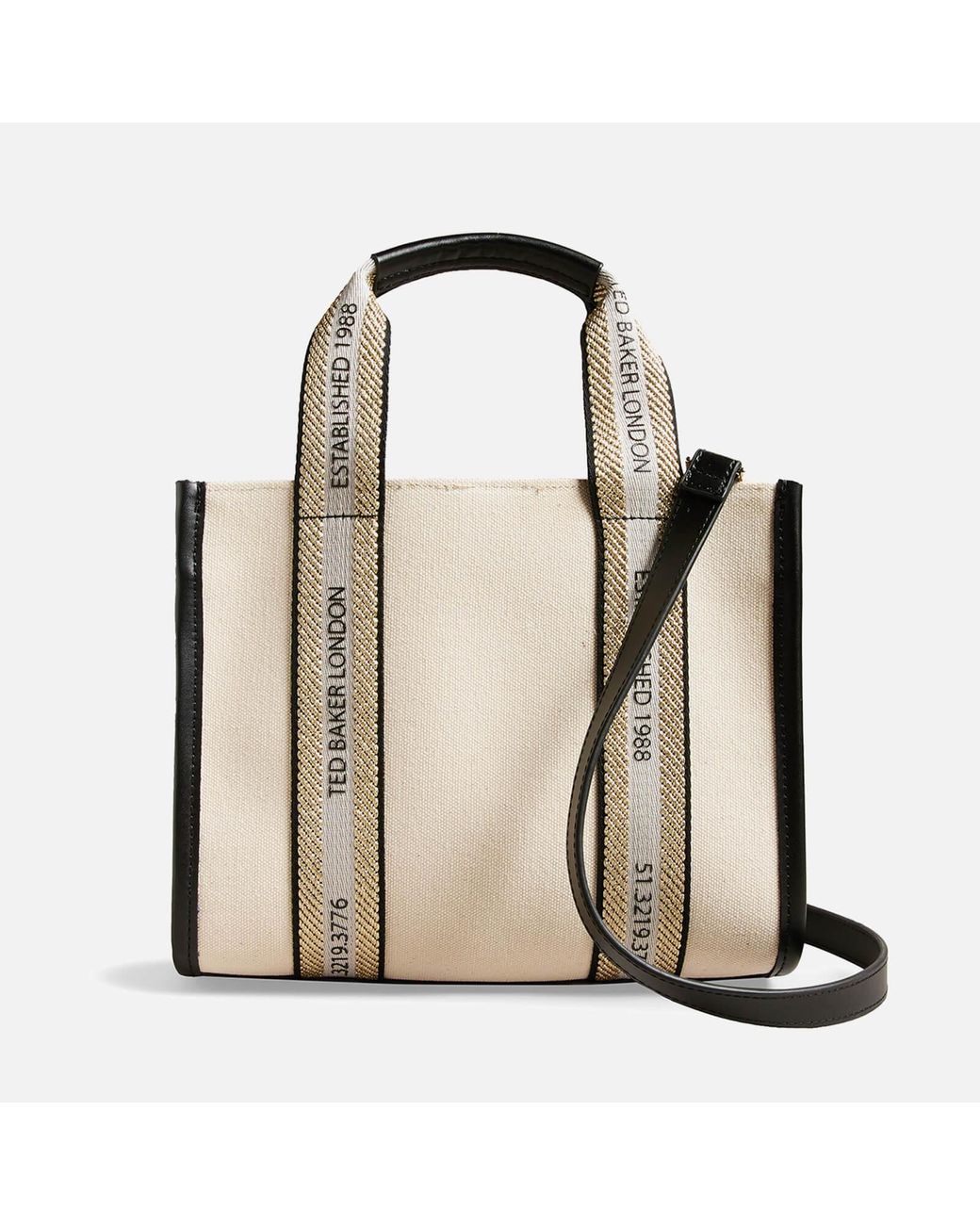 Ted Baker Georjea Branded Webbing Cotton-canvas Small Tote in Black ...