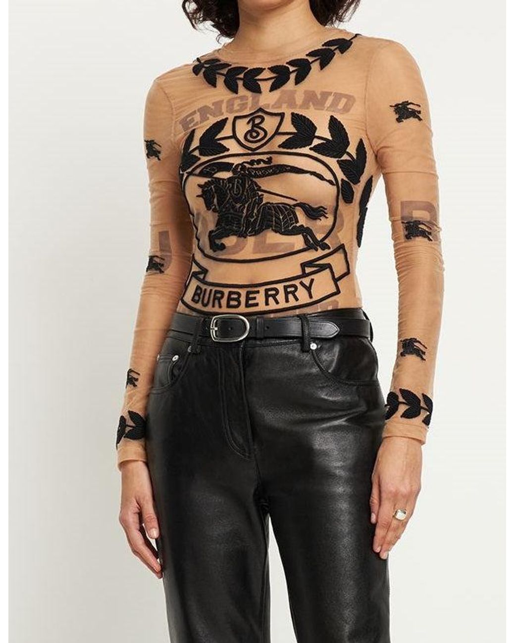 Burberry Long Elasticized Body With Elegant Graphic Print in Natural | Lyst