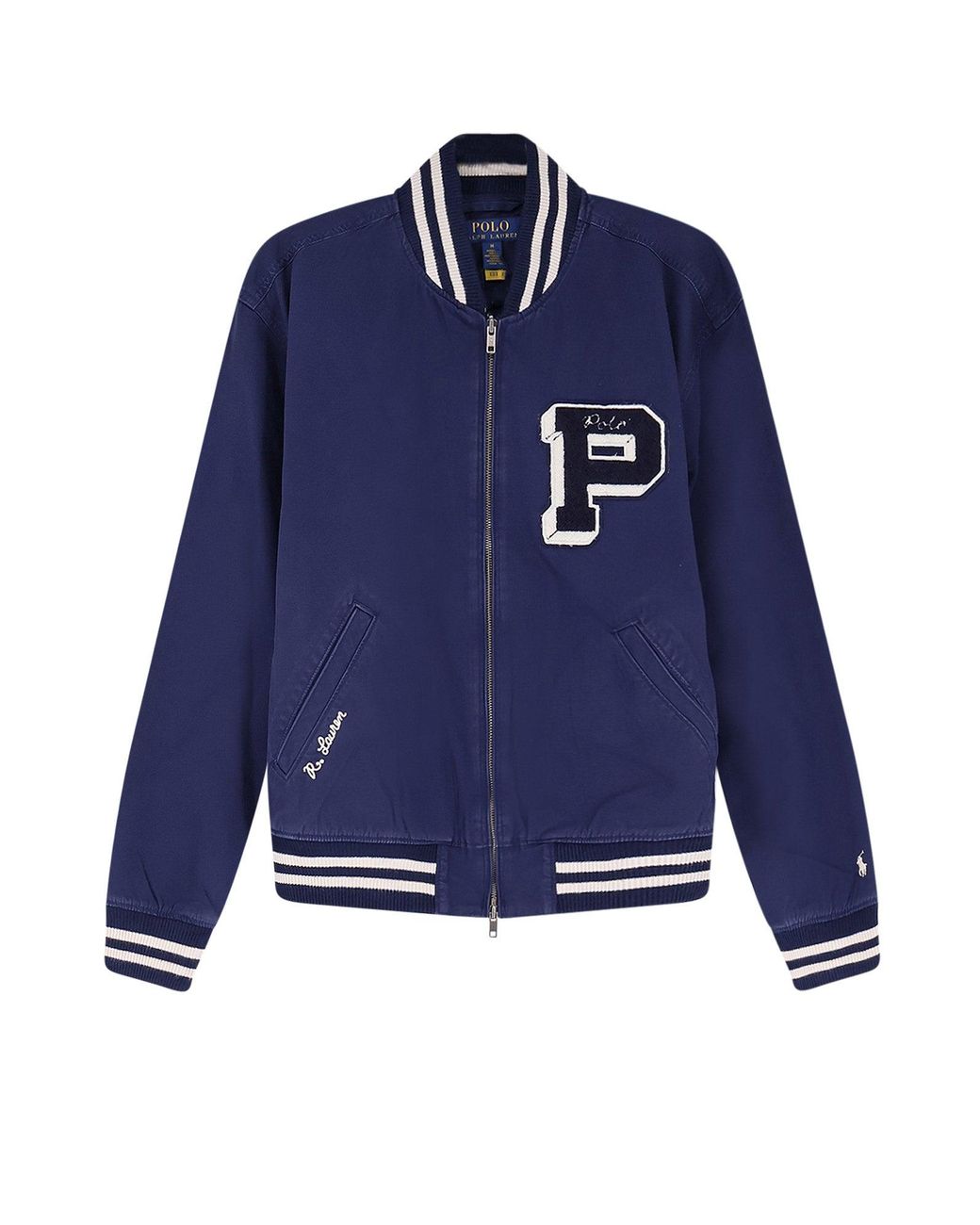 Polo Ralph Lauren Cotton Bomber Con Patch Logo in Blue for Men | Lyst