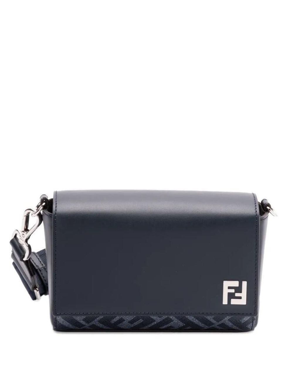 Fendi Ff Squared Leather And Canvas Compact Bags in Blue for Men | Lyst