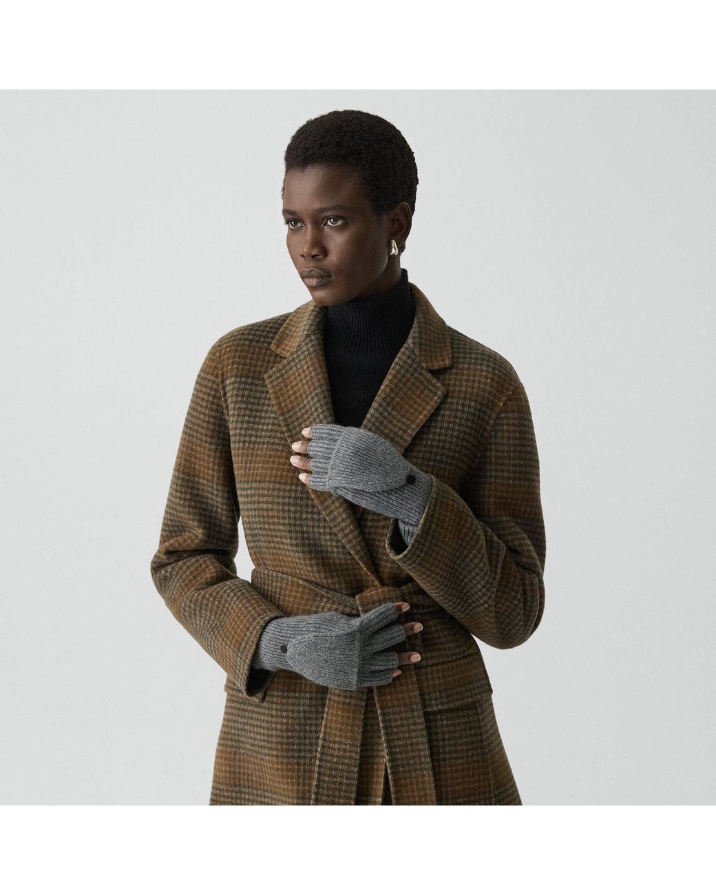Theory Fold-Back Gloves in Green | Lyst