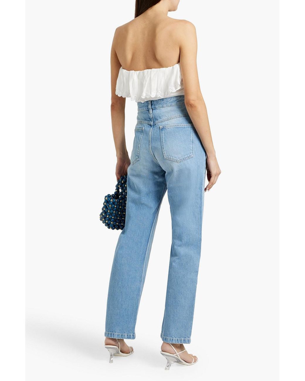 Isabel Marant Orma Strapless Ruffled Broderie Anglaise-Trimmed Ramie ...