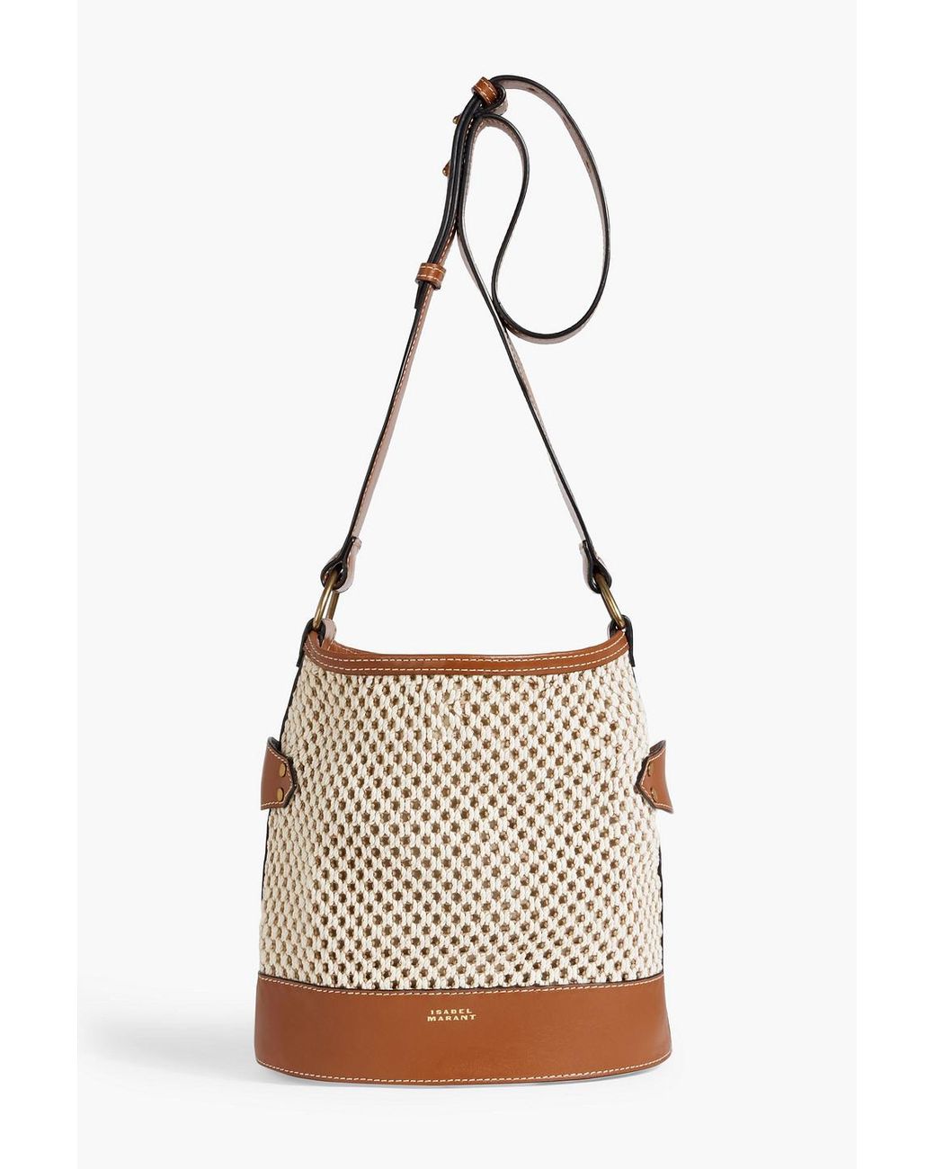 Isabel Marant Bayia Crochet And Leather Bucket Bag in White | Lyst