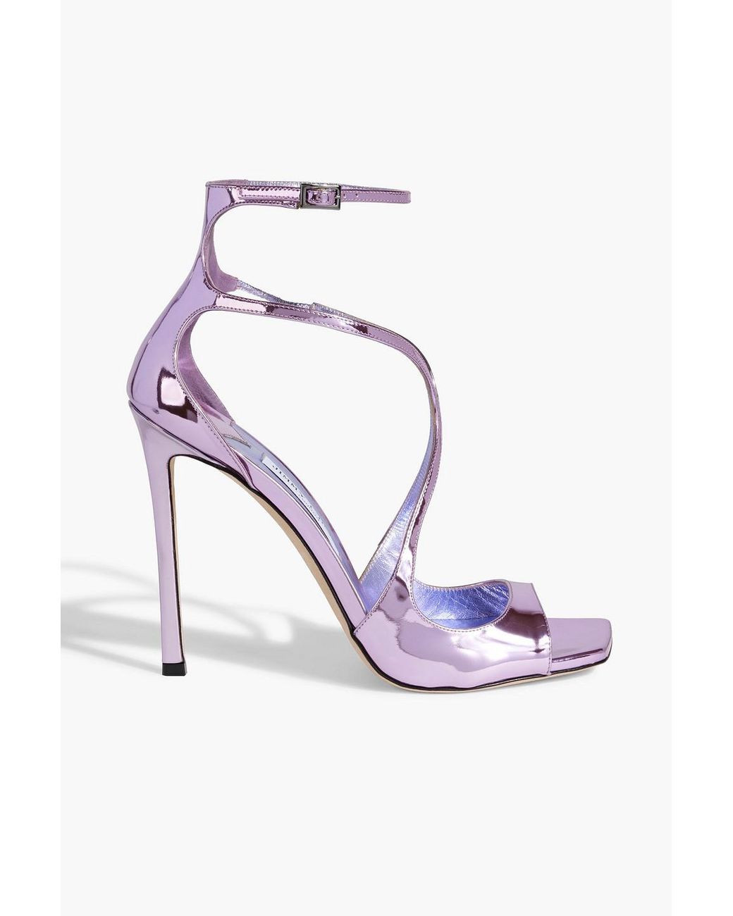 Jimmy Choo Azia 110 Mirrored-leather Sandals in White | Lyst Jimmy Choo Azia 110 Mirrored-leather Sandals in White | Lyst