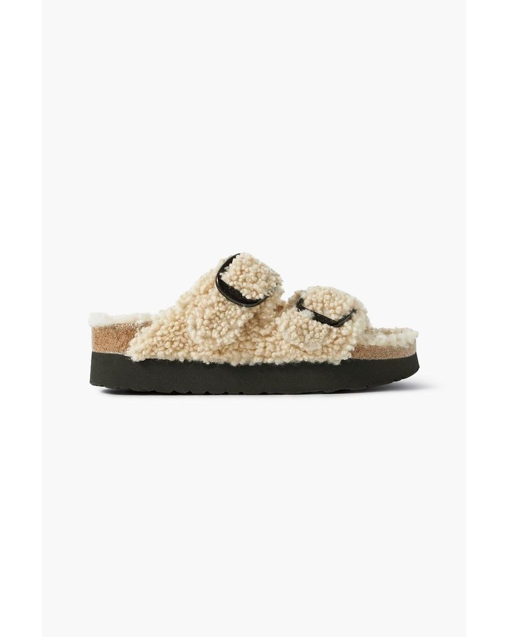 Birkenstock Arizona Platform Shearling Sandals in Natural | Lyst