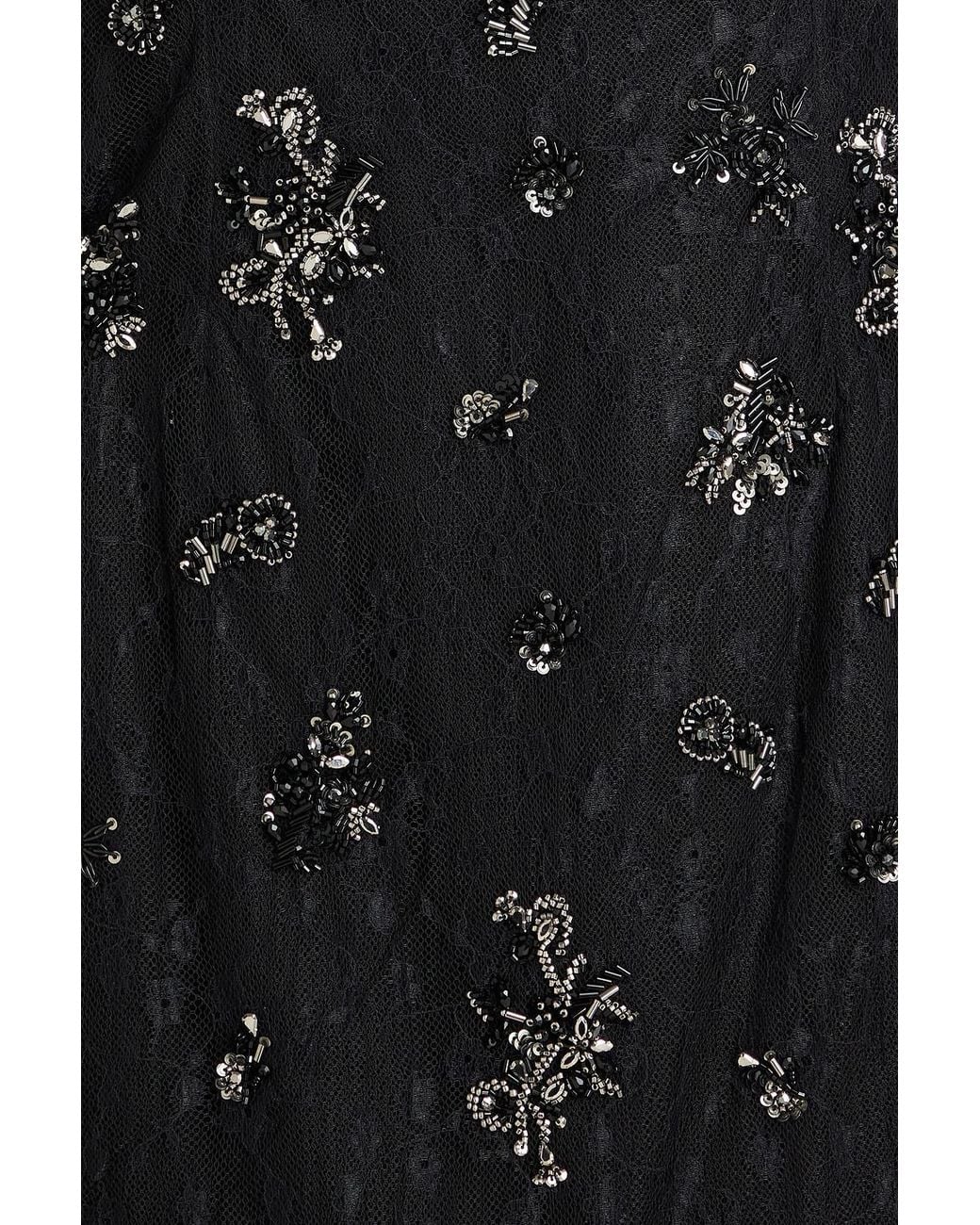 Jonathan Simkhai Embellished Lace Mini Dress in Black | Lyst UK