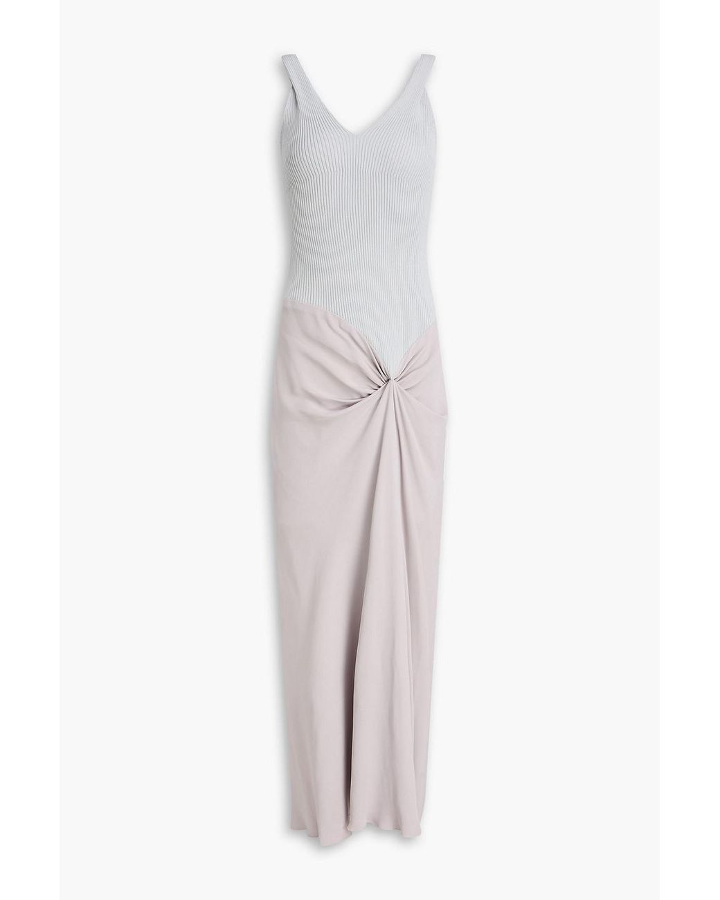 Victoria Beckham Draped Ribbed-Knit And Crepe Maxi Dress in White | Lyst