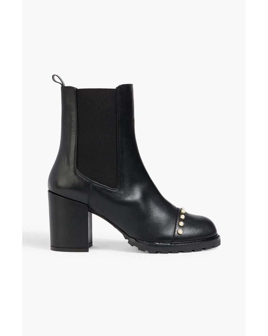 Stuart Weitzman All Pearls Embellished Leather Chelsea Boots in Black ...