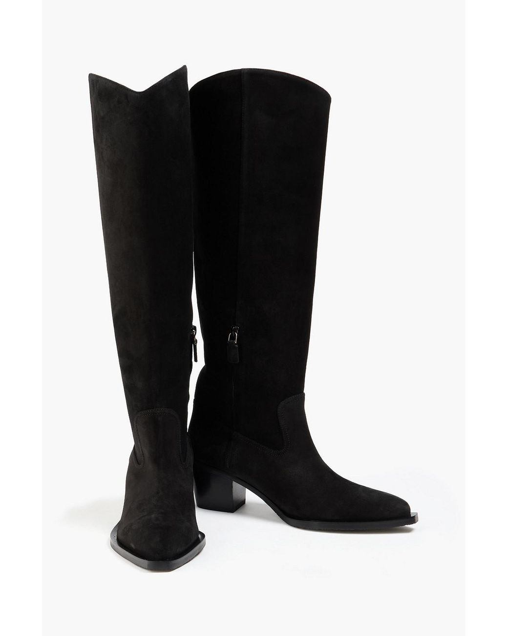 Stuart Weitzman Tate Suede Cowboy Boots in Black | Lyst UK
