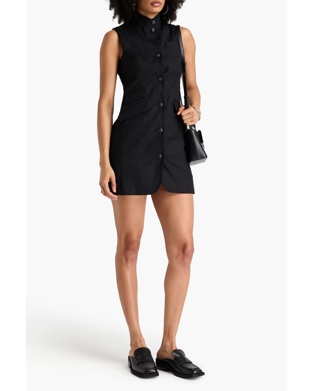 Rag & Bone Slade Linen-blend Mini Dress in Black | Lyst