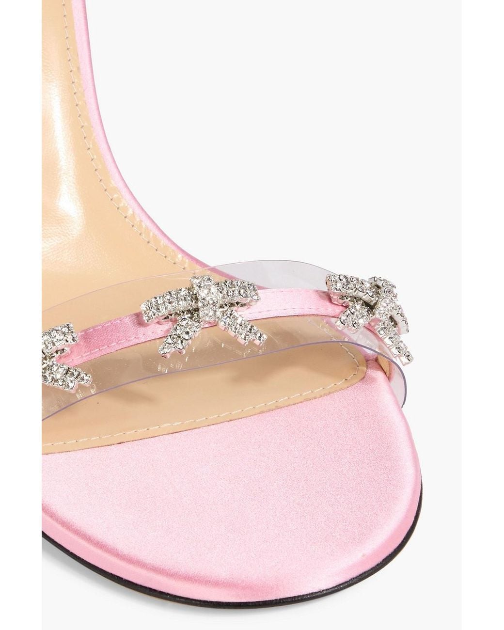 Mach & Mach Floating Crystal Bow Embellished Satin And Pvc Sandals in ...