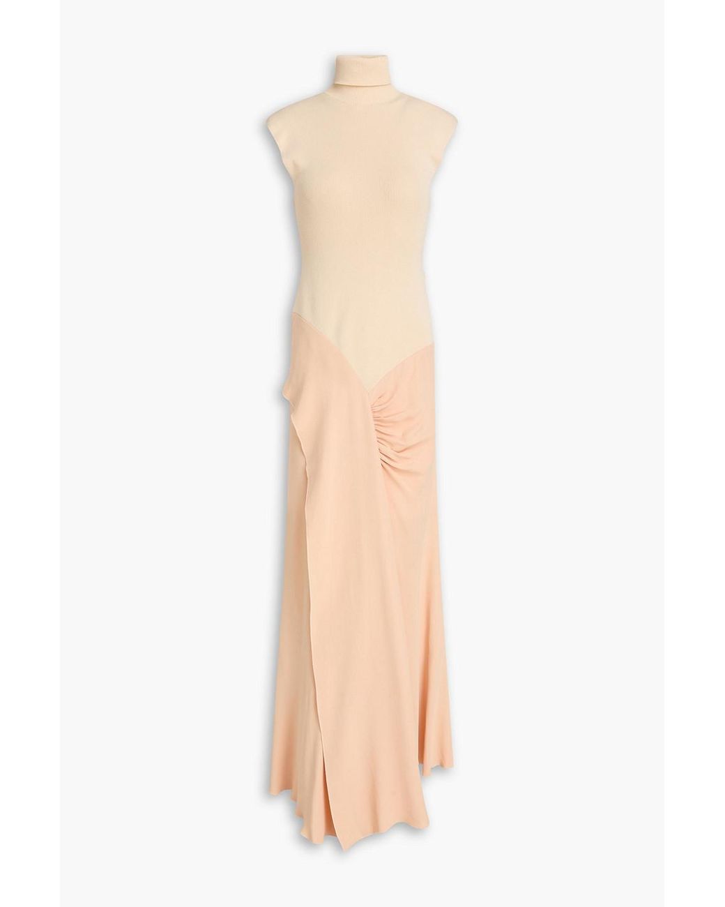 Victoria Beckham Ribbed-Knit And Crepe Turtleneck Maxi Dress in Orange ...
