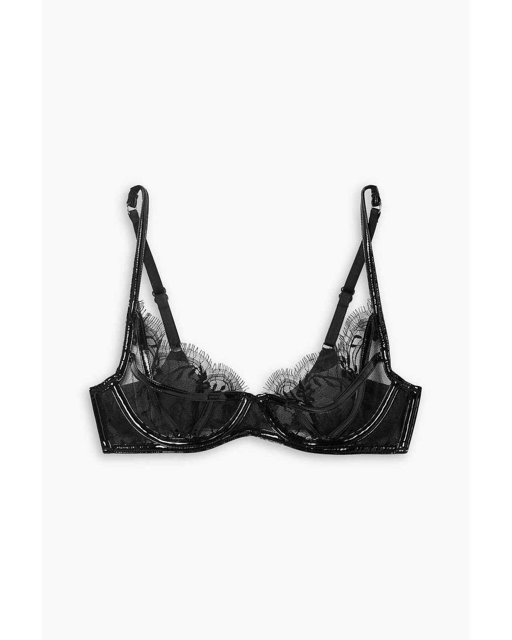 Agent Provocateur Alyss Pvc-trimmed Leavers Lace Underwired Balconette ...