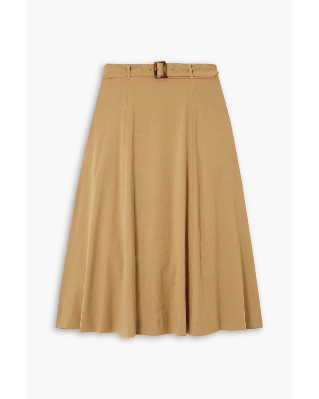 Veronica Beard Arwen Belted Pleated Linen-blend Midi Skirt in Natural ...