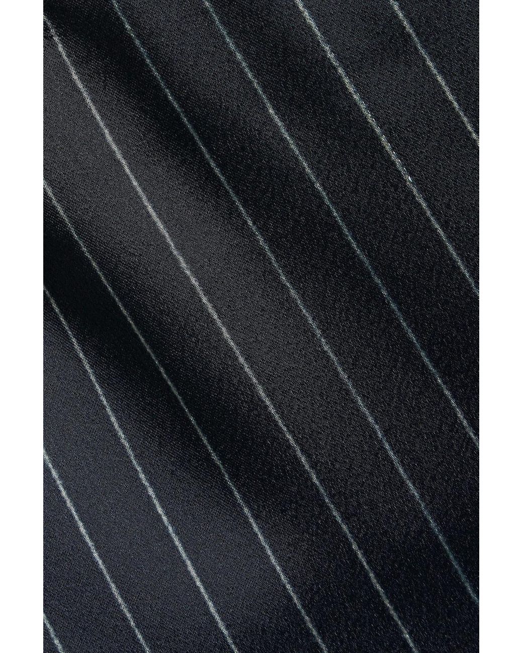 Vince Pinstriped Satin Midi Skirt in Blue | Lyst