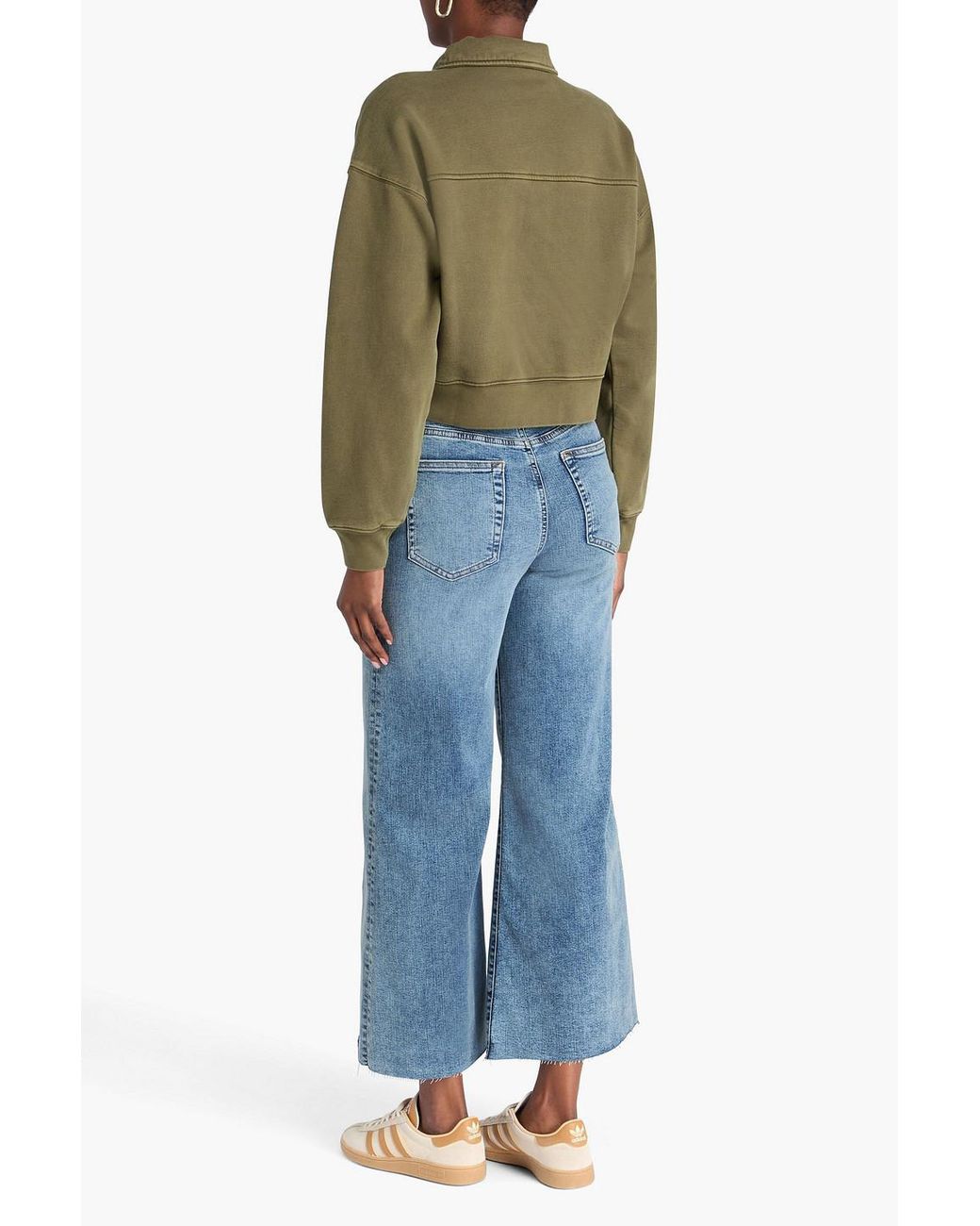 FRAME Le Palazzo Crop High-Rise Wide-Leg Jeans in Blue | Lyst