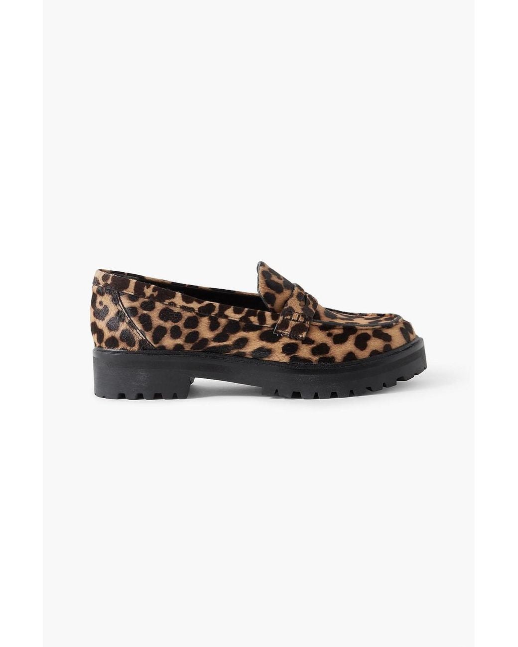Reformation Agathea Leopard-print Calf Hair Loafers in Black | Lyst