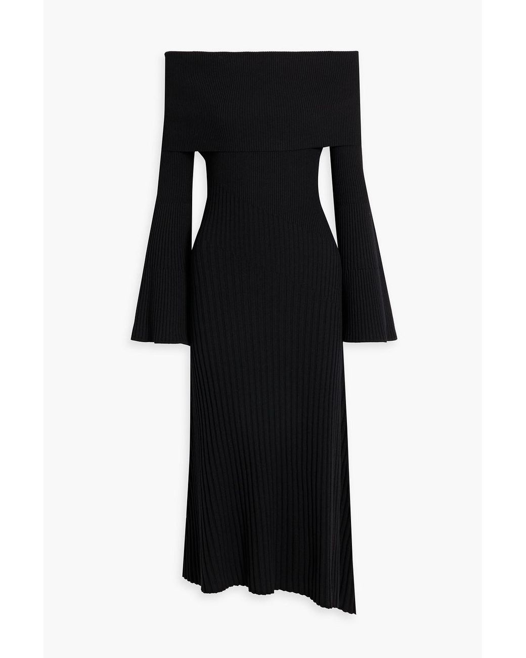 A.L.C. Eve Off-the-shoulder Asymmetric Merino Wool-blend Midi Dress in ...