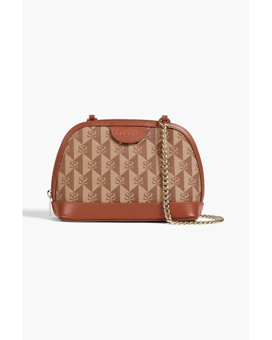 Sandro Leather-trimmed Jacquard Cross-body Bag in Brown | Lyst