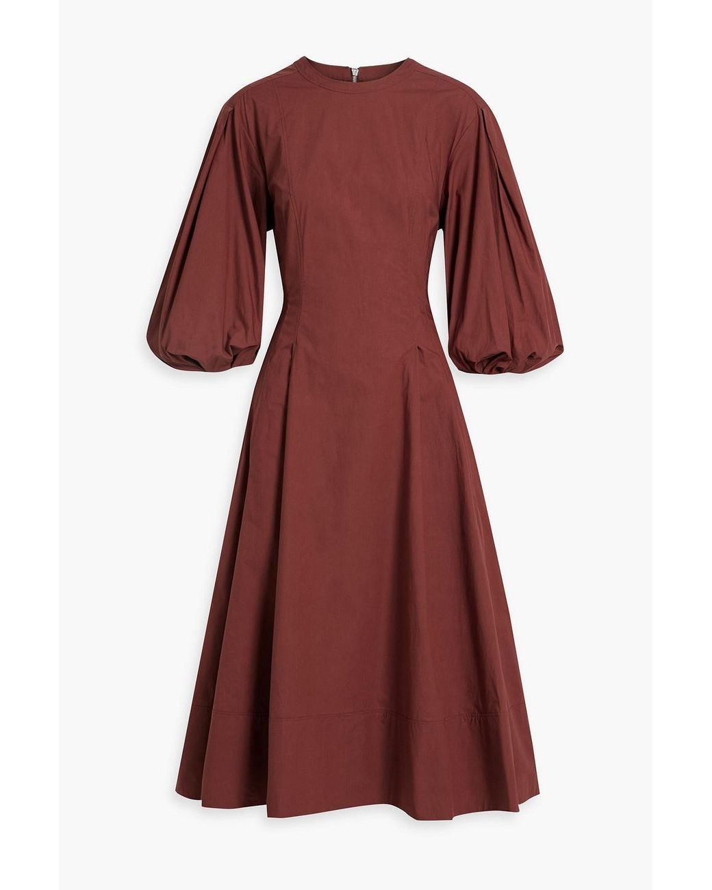 Another Tomorrow Cotton-poplin Midi Dress in Red | Lyst