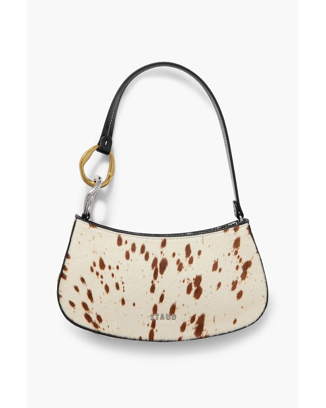 STAUD Ollie Leather-trimmed Animal-print Calf Hair Shoulder Bag in ...