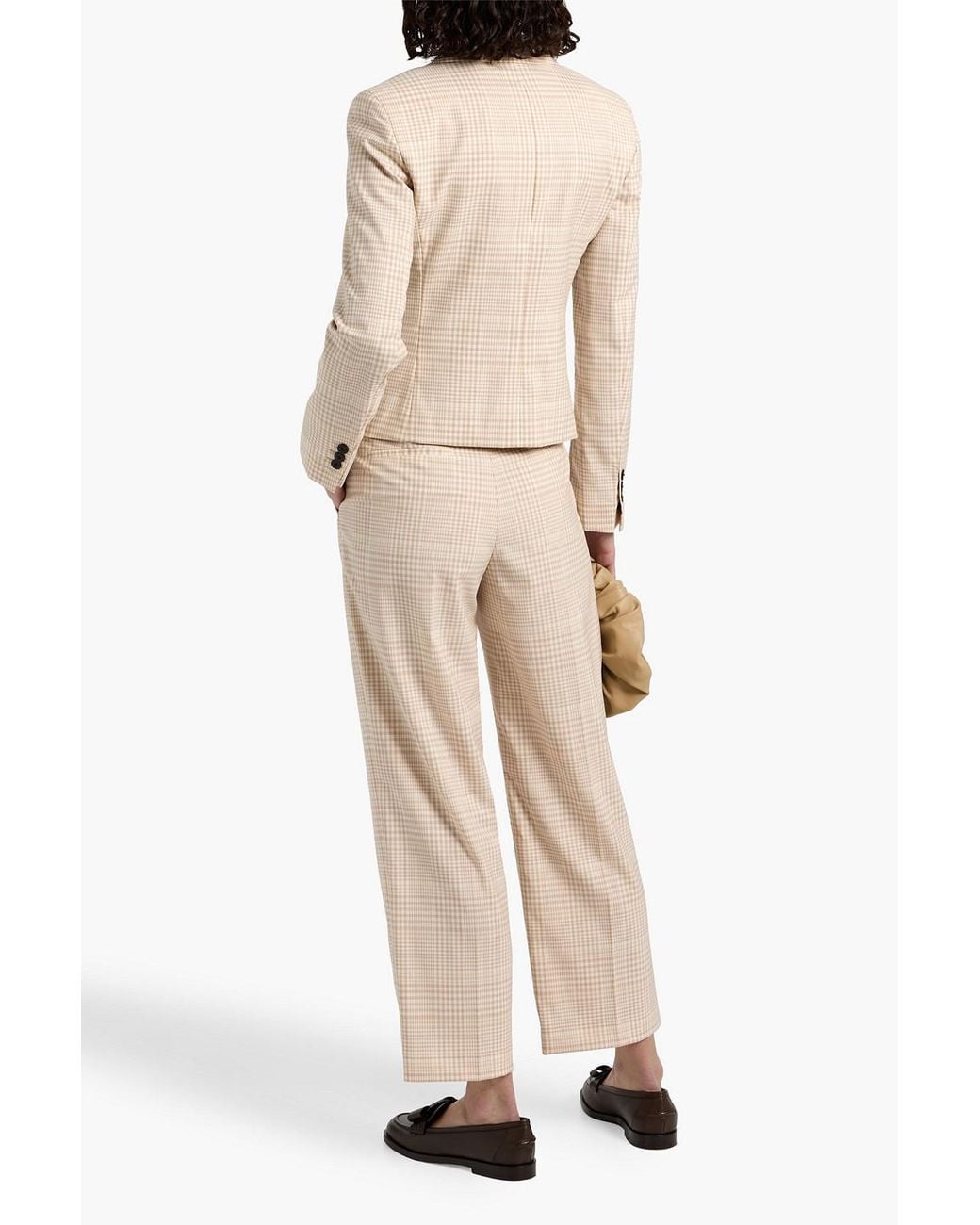 Theory Roswell Checked Wool-Tweed Blazer in Natural | Lyst