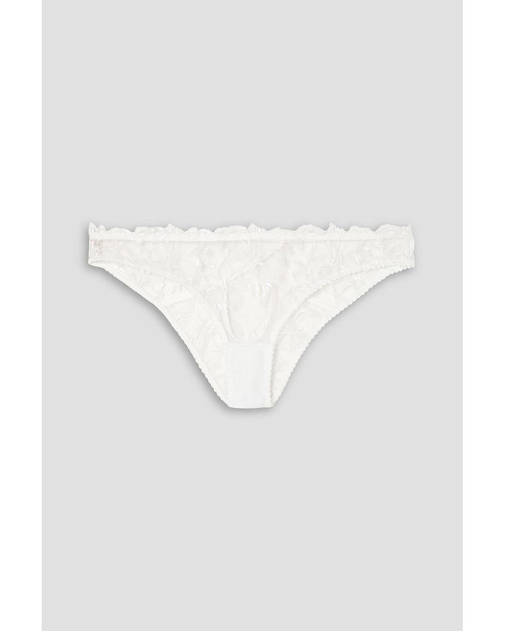 Agent Provocateur Ozella Pvc-trimmed Embroidered Stretch-tulle Briefs ...