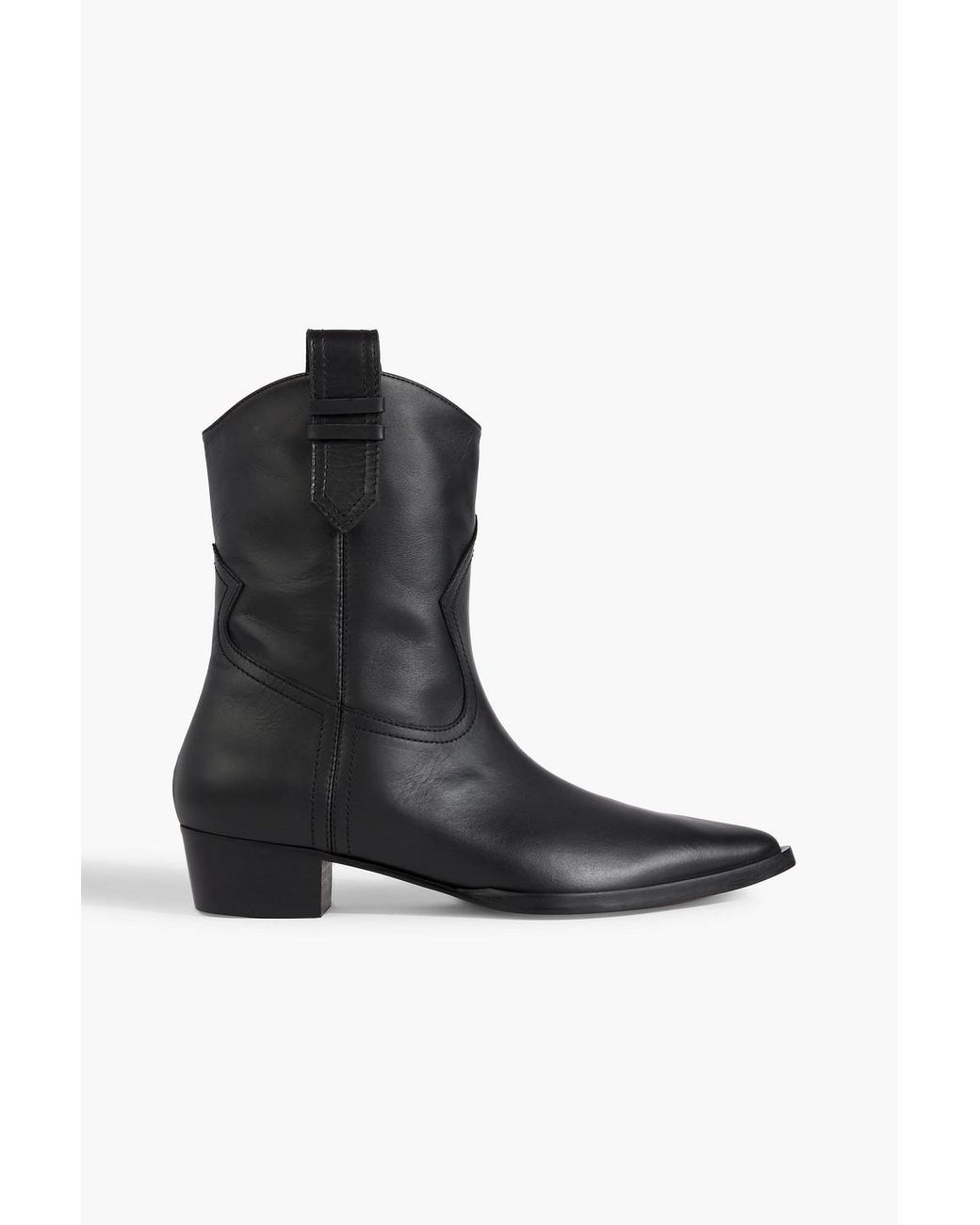 FRAME Le Dallas Leather Cowboy Boots in Black | Lyst