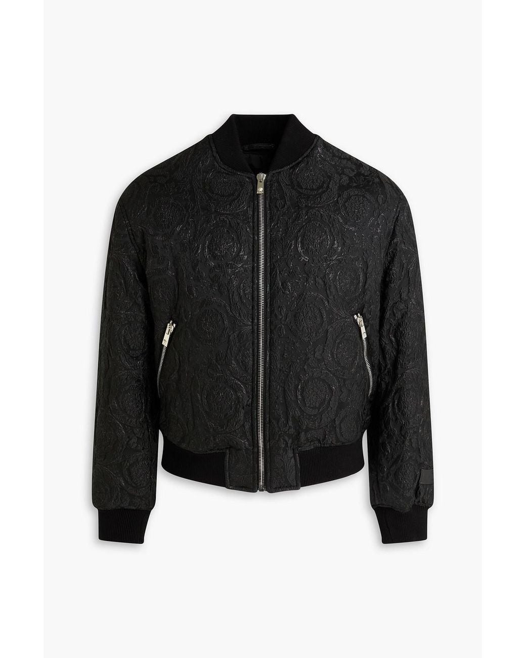 Versace Metallic Brocade Bomber Jacket in Black for Men | Lyst UK