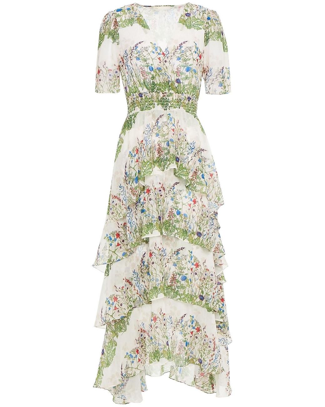 Maje Tiered Floral-print Chiffon Midi Dress in Green | Lyst Maje Tiered Floral-print Chiffon Midi Dress in Green | Lyst