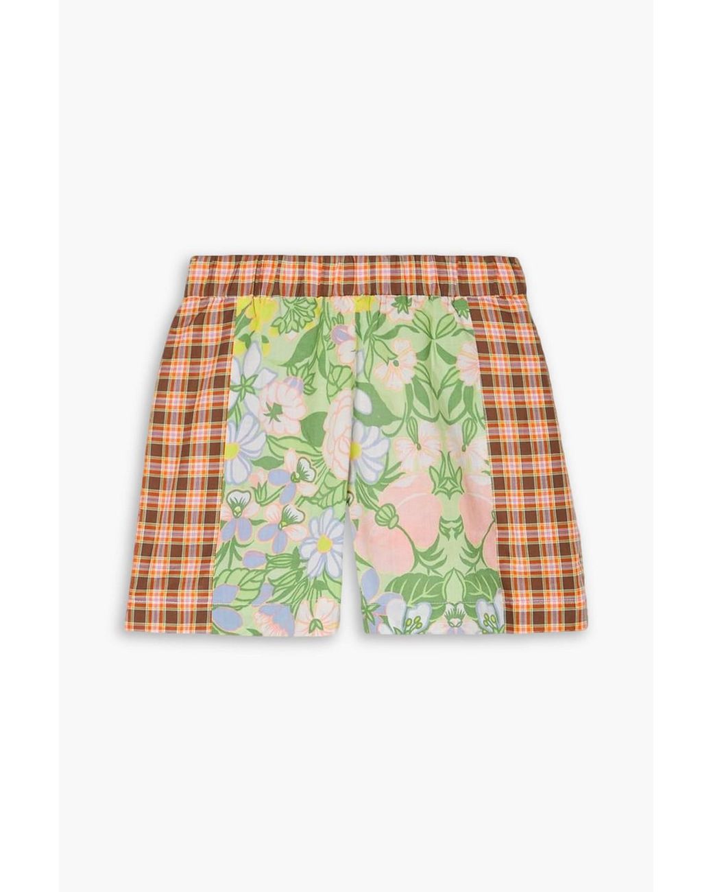 Rave Review Grimes Patchwork Cotton Shorts in Green | Lyst