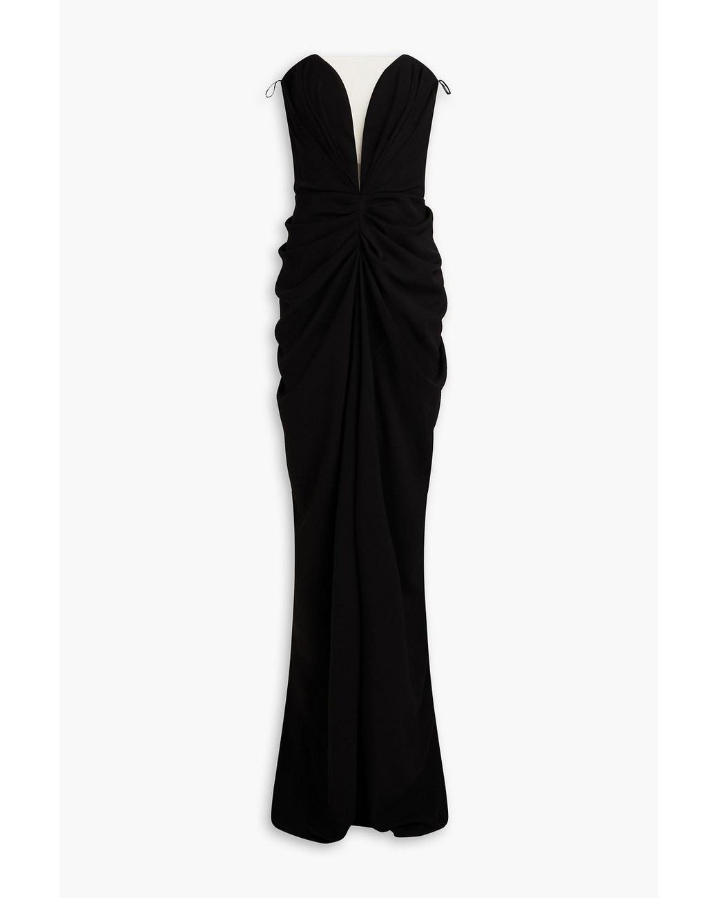 Rhea Costa Strapless Draped Faille Gown in Black | Lyst
