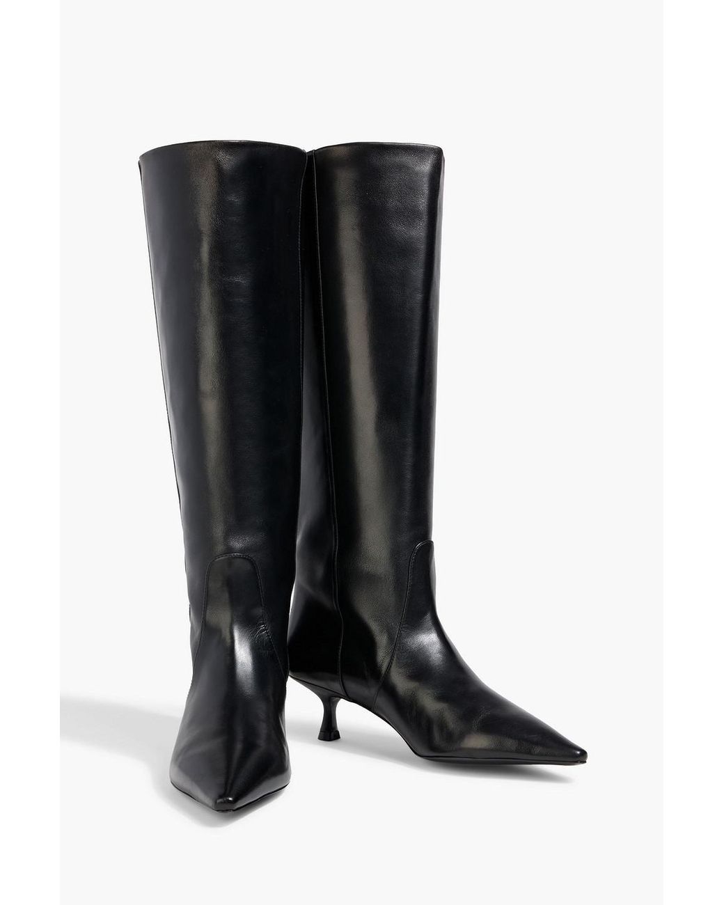 Stuart Weitzman Naomi 50 Leather Knee Boots in Black | Lyst UK