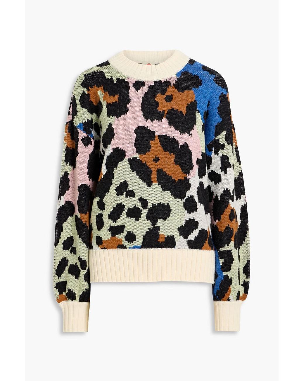 FARM Rio Leopard Jacquard-Knit Sweater in Black | Lyst