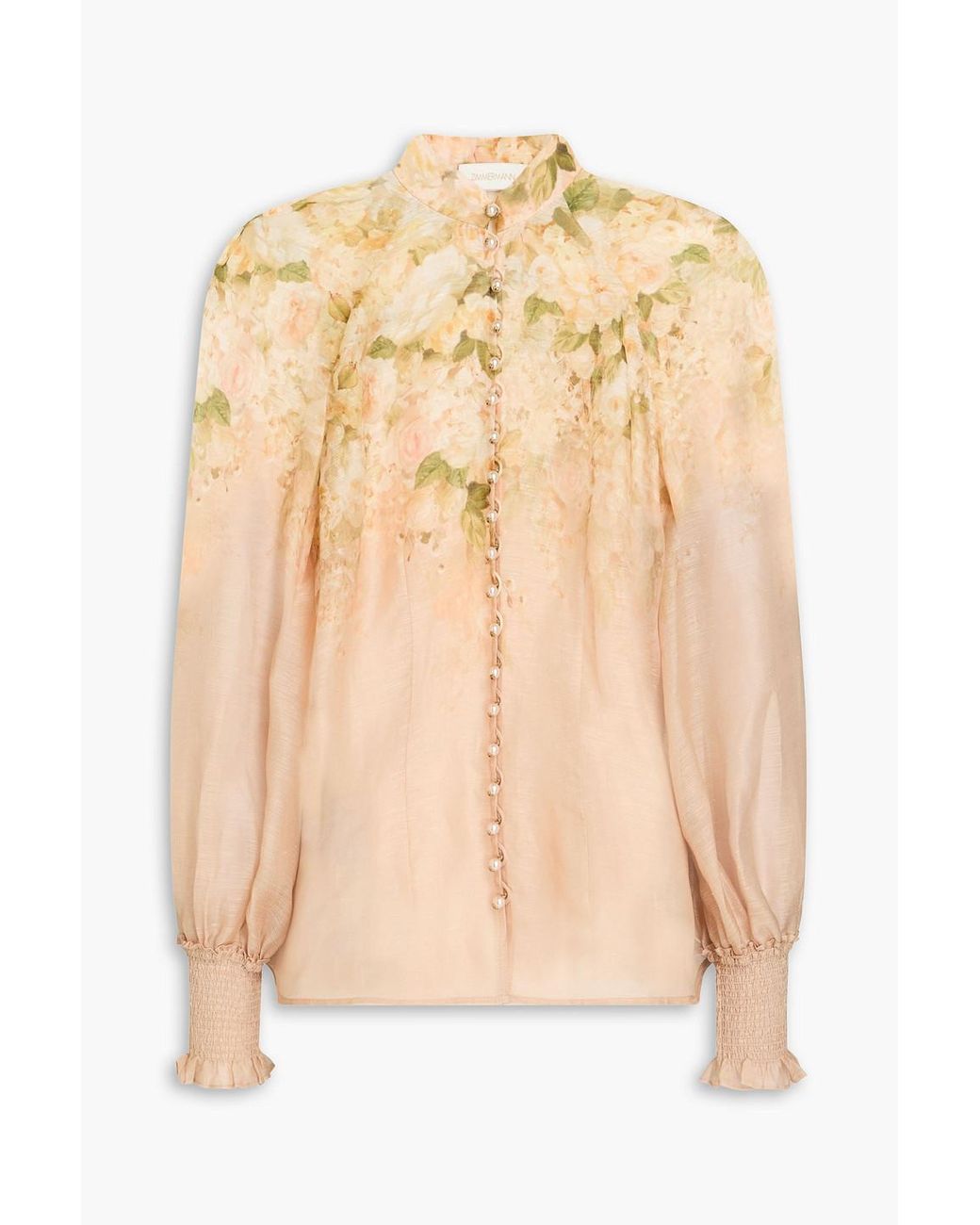 Zimmermann Floral-print Linen And Silk-blend Blouse in Natural | Lyst