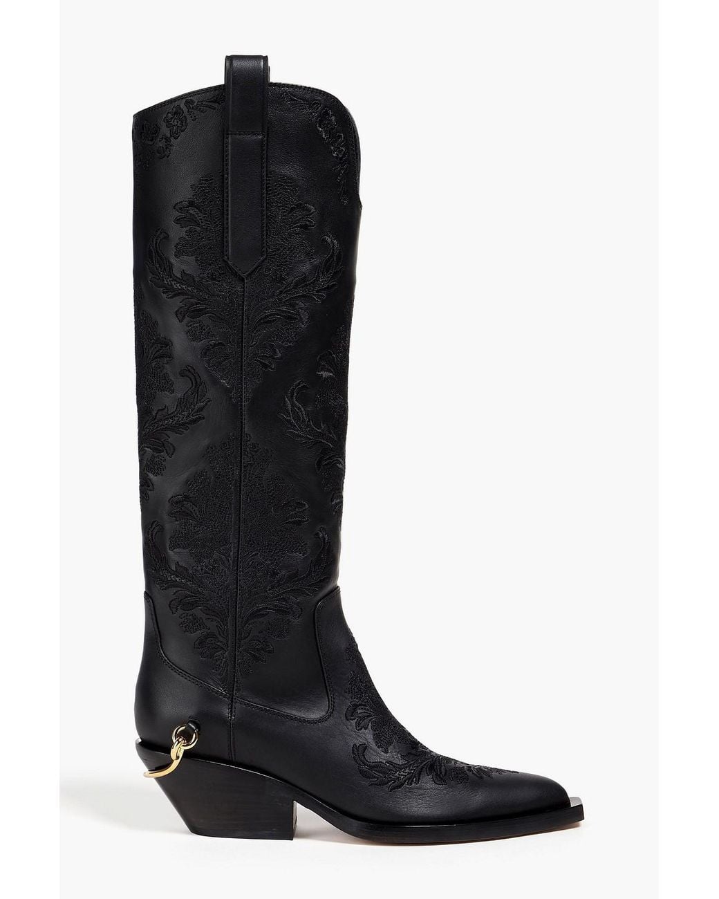 Zimmermann Embellished Leather Cowboy Boots in Black | Lyst