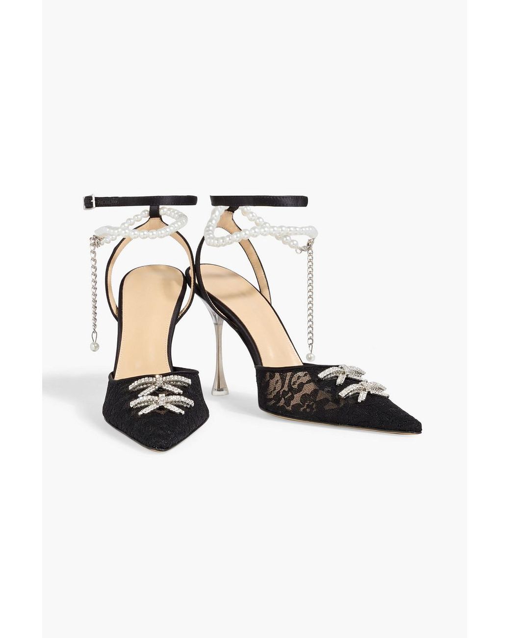 Mach & Mach Matilda Embellished Lace Pumps in Black | Lyst