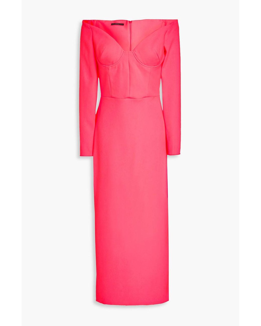 Alex Perry Off-the-shoulder Neon Crepe Midi Dress in Pink | Lyst